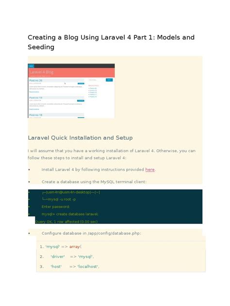 Creating A Blog Using Laravel 4 Part 1 Pdf Databases Areas Of