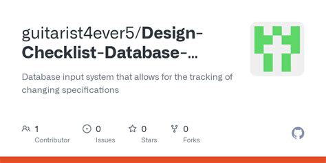 Github Guitarist4ever5design Checklist Database Input Database