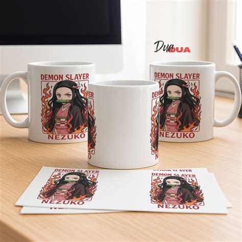 Ceramic Mug Fiery Elegance Of Nezuko From Demon Slayer Standing In Her