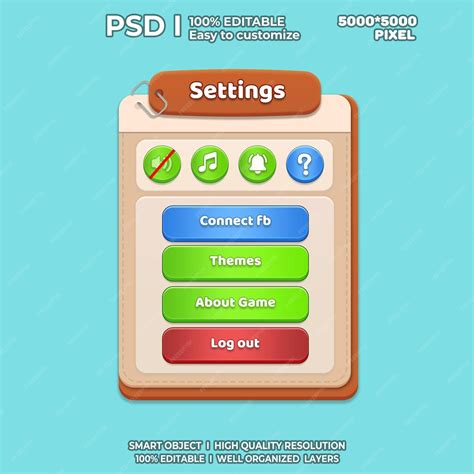 Premium Psd Setting Screen Ui 2d Game Ui User Interface Casual Game Ui Ui Kit Ui Art Cartoon