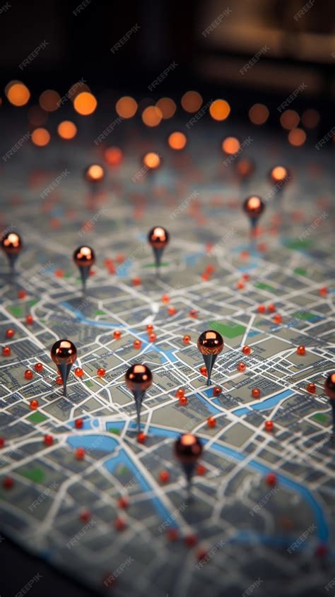 Premium Ai Image Urban Navigation Red Pins On City Map Guiding