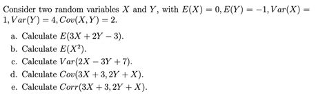 solved consider two random variables x and y with