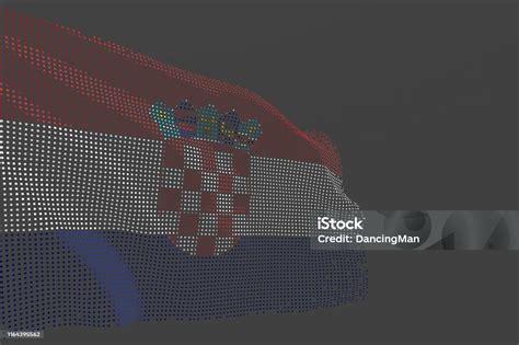 귀여운 축제 플래그 3d 일러스트 회색 배경에 빛나는 점 파도로 만든 크로아티아 고립 국기의 현대적인 이미지 0명에 대한 스톡 사진 및 기타 이미지 Istock
