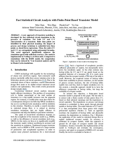 Pdf Fast Statistical Circuit Analysis Via Transistor Models