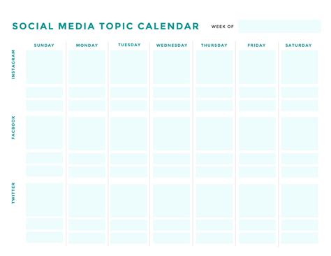 Social Media Topic Calendar Blue Customizable Template Shutterstock