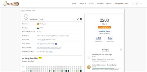 arihant garg on linkedin finally achieved 6 ⭐ rating on codechef
