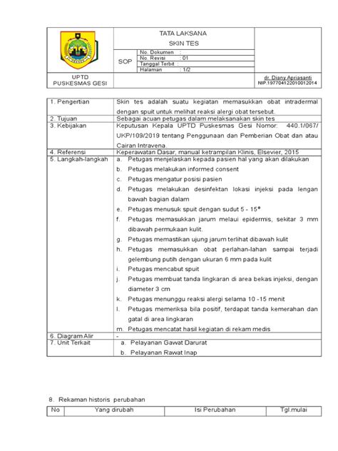 Sop Skin Test Pdf