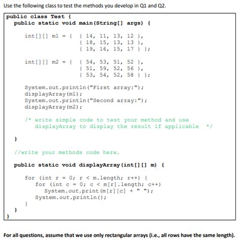 Solved Use The Following Class To Test The Methods You Chegg