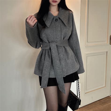 도은클로젯 울70 Made 페티스 울 숏 코트 울코트울하프코트울숏코트울벨트코트벨트코트봄코트