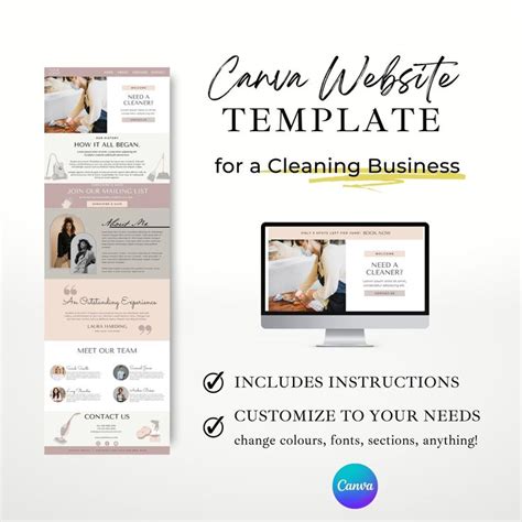 Canva Website Template Cleaning Business Landing Page Sliding Website