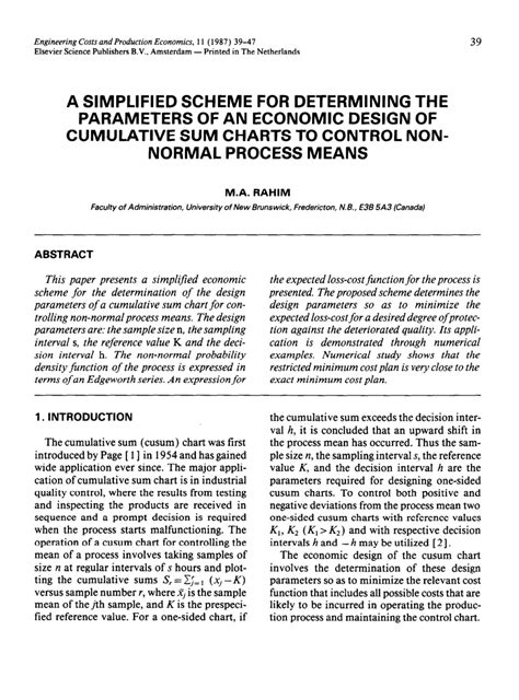 (PDF) A simplified scheme for determining the parameters of an economic ...
