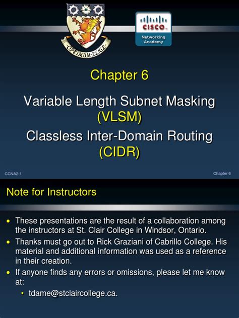 Ccna Cisco Routing Protocols And Concepts Chapter 6 Ppt Vlsm Cidr