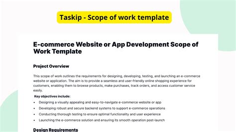 E Commerce Website Or App Development Scope Of Work Template Taskip