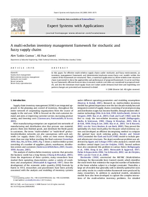 Pdf A Multi Echelon Inventory Management Framework For Stochastic And