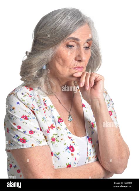 Sad Senior Woman Isolated Stock Photo Alamy