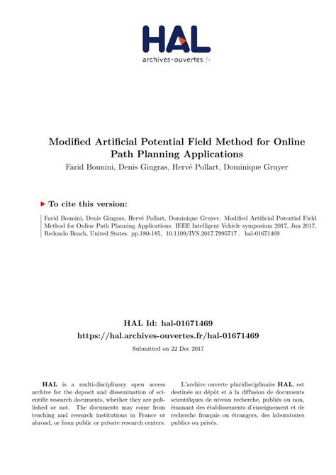 Pdf Revised Modified Artificial Potential Field Method For Dokumentips