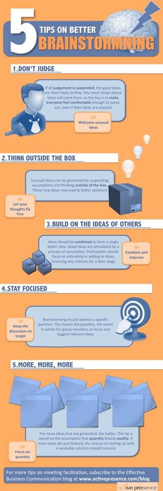 Infographic 5 Tips On Better Brainstorming Pdf