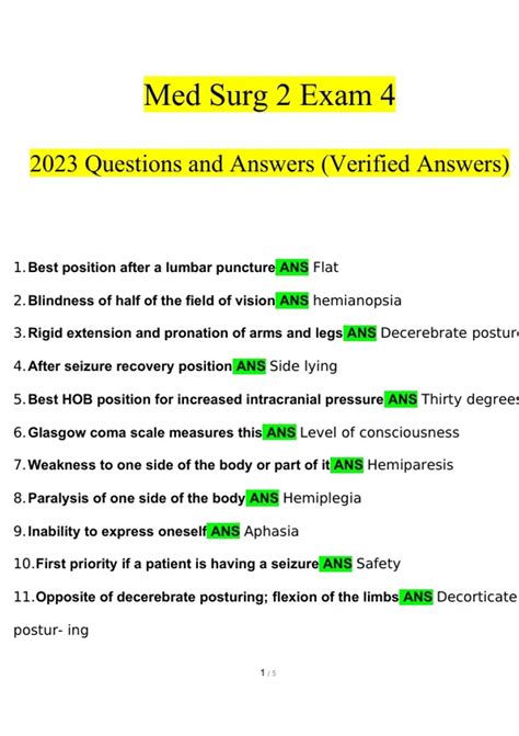 Med Surg 2 Exam 4 Questions And Answers Latest [100 Correct Answers] Med Surg Hesi Stuvia Us