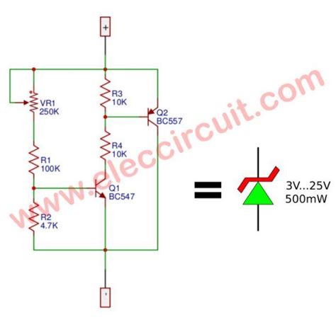 Variable Zener Diode Circuit Adjust Voltage Output ElecCircuit Com