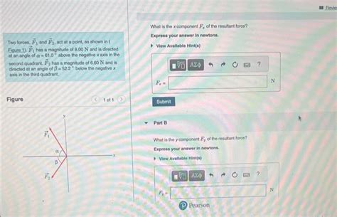 Solved What Is The X Component F2 Of The Resultant Foroe