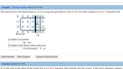 Solved 1 3 Points Previous Answers Giancoli7 21 P 009 The
