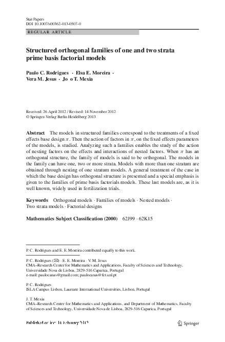 Pdf Structured Orthogonal Families Of One And Two Strata Prime Basis