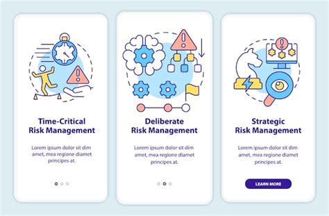 Premium Vector Operational Risk Management Levels Onboarding Mobile App Screen