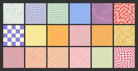 Groovy Checkered Pattern Colorful Distorted Tiled Vector Image