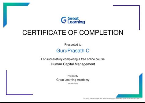 Guruprasath C On Linkedin Hai All Ive Successfully Completed The Human Capital Management Course