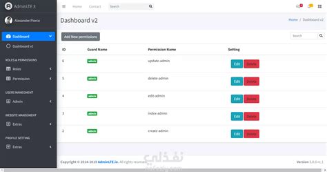 لوحة تحكم خاصة ببرمجة وتصميم المواقع باستخدام إطار العمل لارفيل php