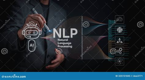 Professional With AI And NLP Graphics Highlighting Cutting Edge Tech In Business Showcasing