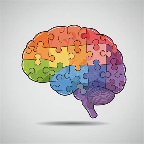 Colorful Brain Illustration Made Of Interlocking Puzzle Pieces In A