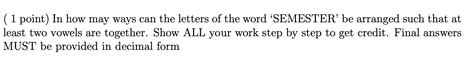 Solved 1 Point In How May Ways Can The Letters Of The