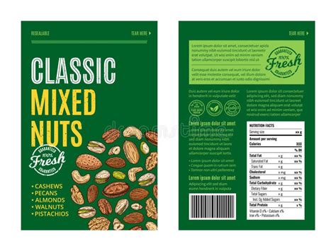 Mixed Nuts Packaging Design Template Stock Vector Illustration Of