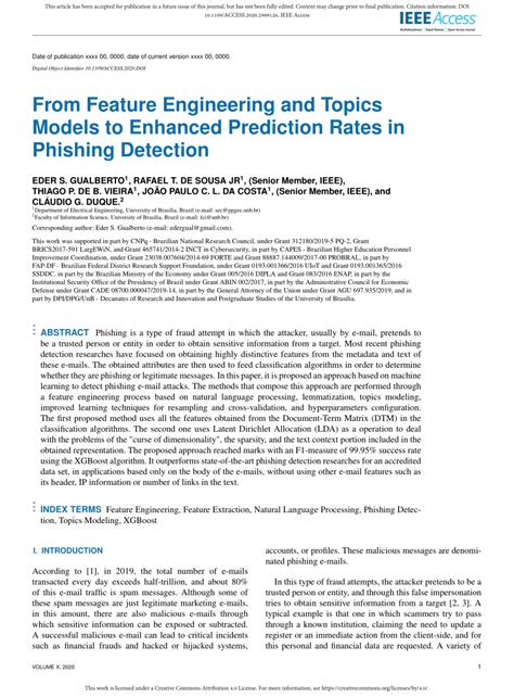 Pdf From Feature Engineering And Topics Models To Enhanced Prediction Rates In Phishing Detection