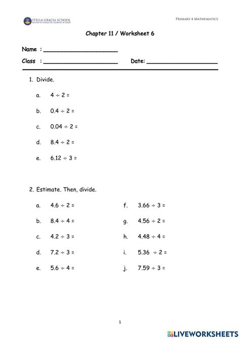 division online exercise for grade 4 live worksheets worksheets library