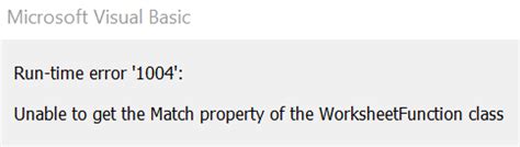Excel Match Generates Unable To Get The Match Property Of The WorksheetFunction Class
