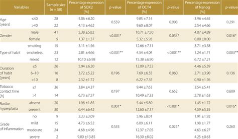 Correlation Between Demographic Features And The Percentage Expression