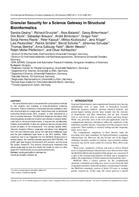 Pdf Granular Security For A Science Gateway In Structural Bioinformatics