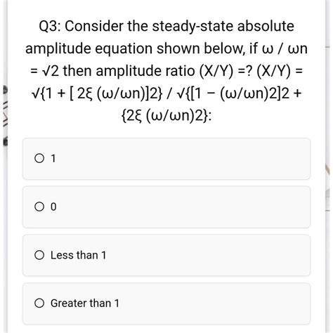 Solved Q3 Consider The Steady State Absolute Amplitude