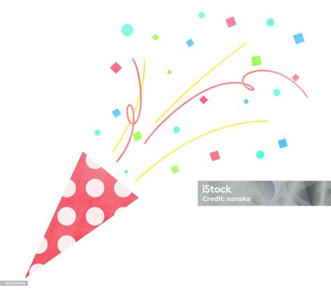 색종이 조각과 리본이 튀어나온 물방울 무늬 빨간 크래커 다중 색상에 대한 스톡 벡터 아트 및 기타 이미지 다중 색상 디자인