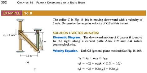 Solved 352 Chapter 16 Planar Kinematics Rigip Body Example 16 8 The Collar € In Fig 16 16a Is