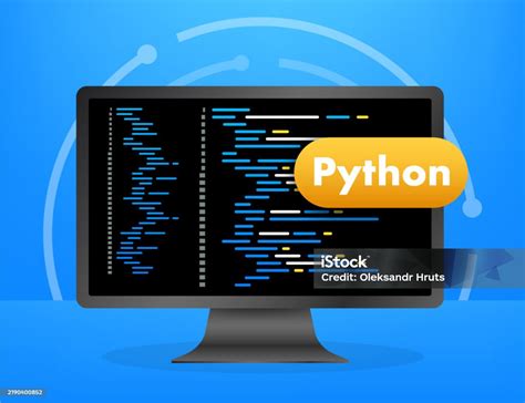 python programming language code on computer screen stock illustration