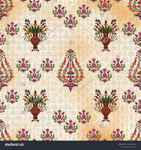 Mughal Patterns Renowned Their Vibrant Color Stock Illustration