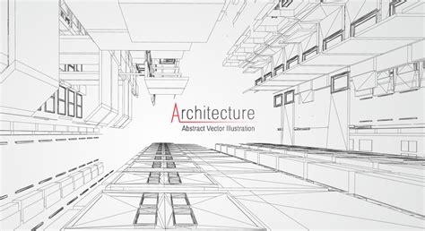 Architecture Line Background Building Construction Sketch Vector Abstract Modern City 3d