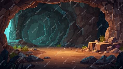 Premium Photo Cavern Background With Stone Platforms And Underground