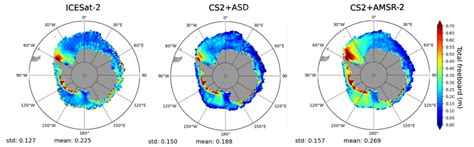 Maps Of The Annual Mean Total Freeboards Of Icesat 2 Compared With