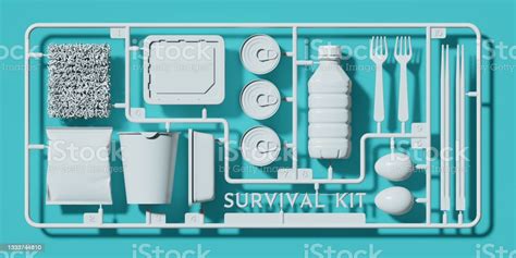 Blue Plastic Assembly Kit Of Survival Kit With Instant And Budget Food