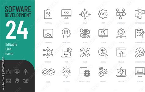 Software Development Line Editable Icons Set Vector Illustration In Modern Thin Line Style Of