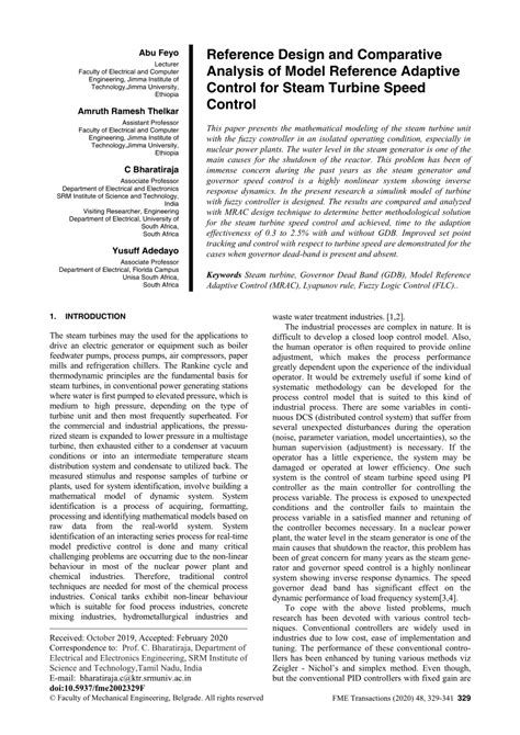 PDF Reference Design And Comparative Analysis Of Model Reference Adaptive Control For Steam